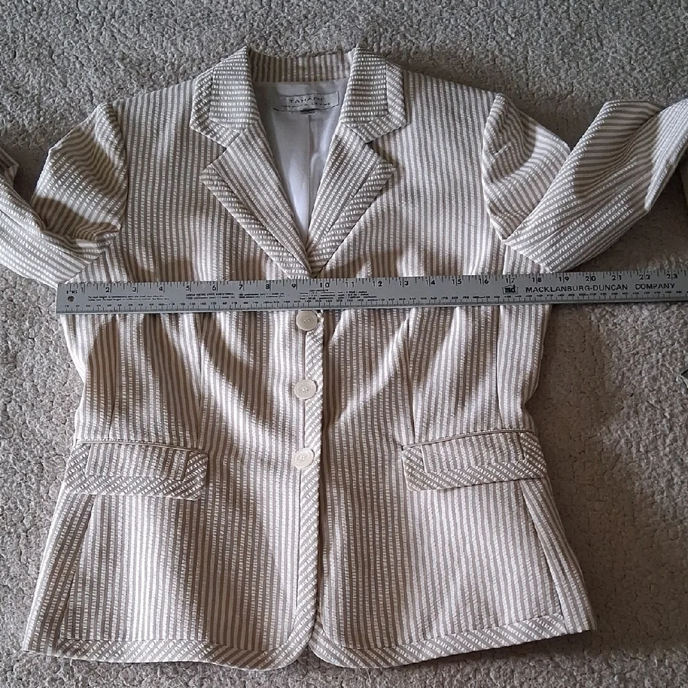 Tahari | Jackets & Coats | New Tahari Beige Striped Blazer | Poshmark